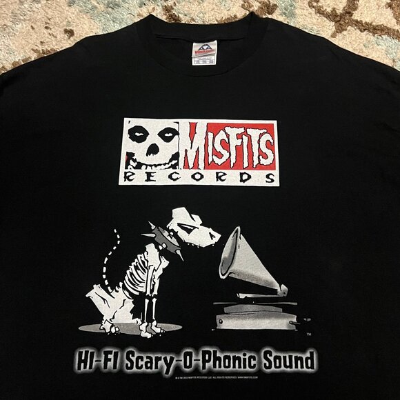 Misfits | Shirts | Vintage 203 Misfits Records Skeleton Dog Shirt 2xl ...